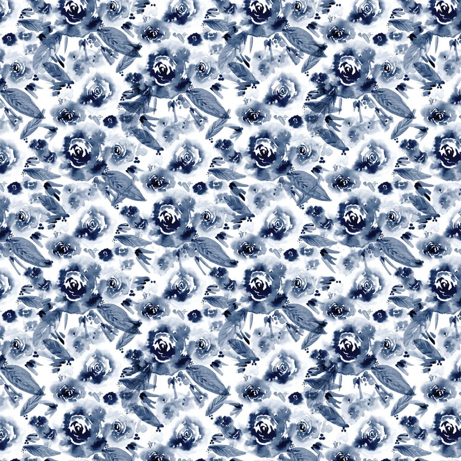 Indigo Rose - Reverie Roses Floral Fabric by the yard