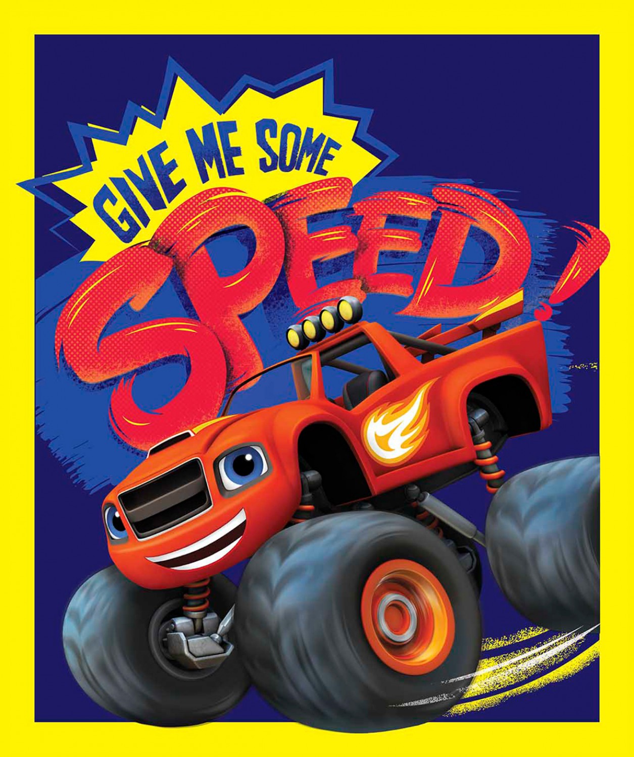 Nickelodeon Blaze Give Me Some Speed Panel approx. 36in x 44in Fabric