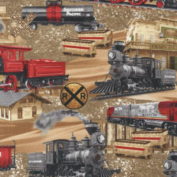 Trains Fabric by the yard