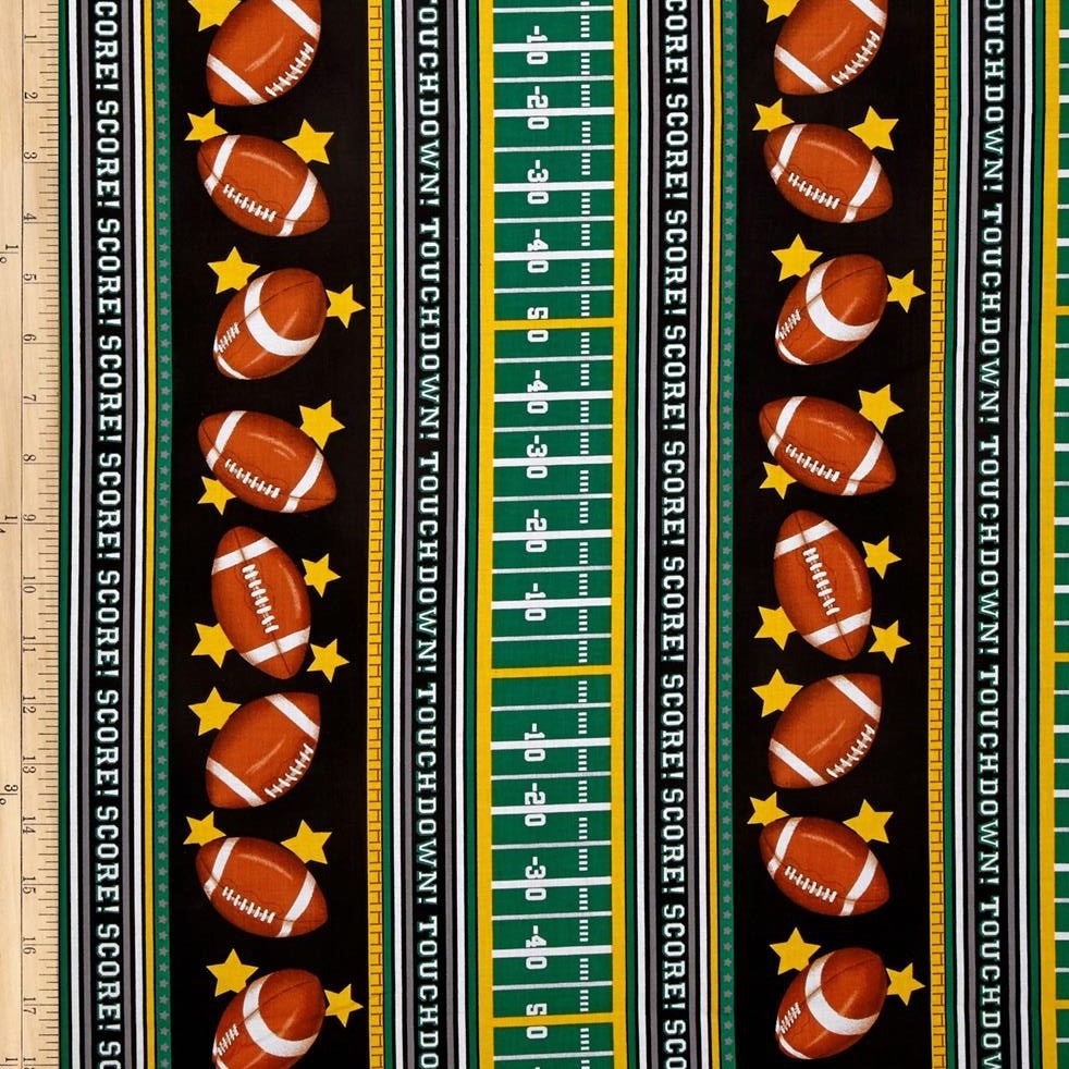 Score Field Footballs Football Sports Fabric by the yard